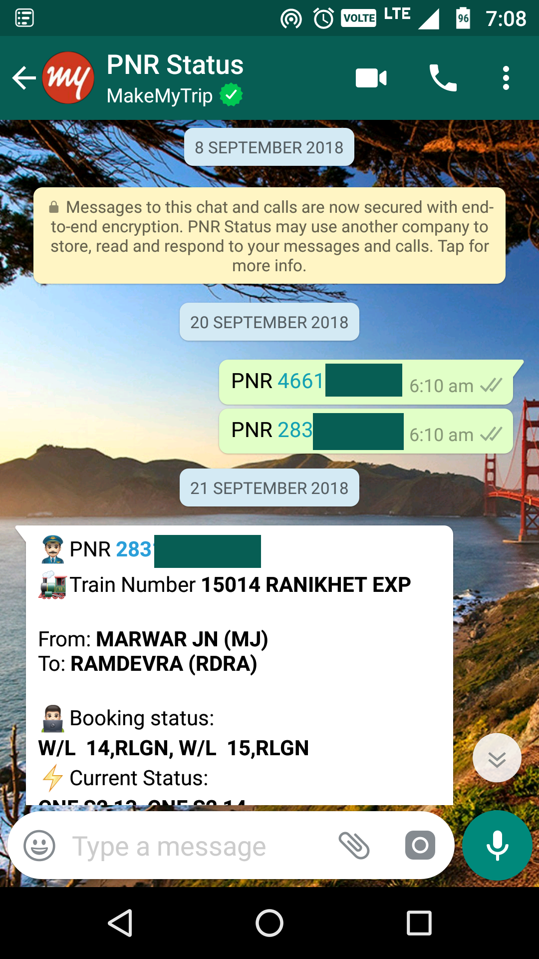 How to check train live location and PNR status on WhatsApp